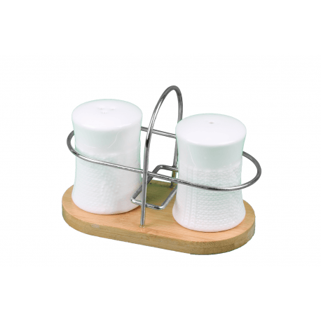Porcelain Salt&Pepper Container JA7501 Metal Stand - M2 Home